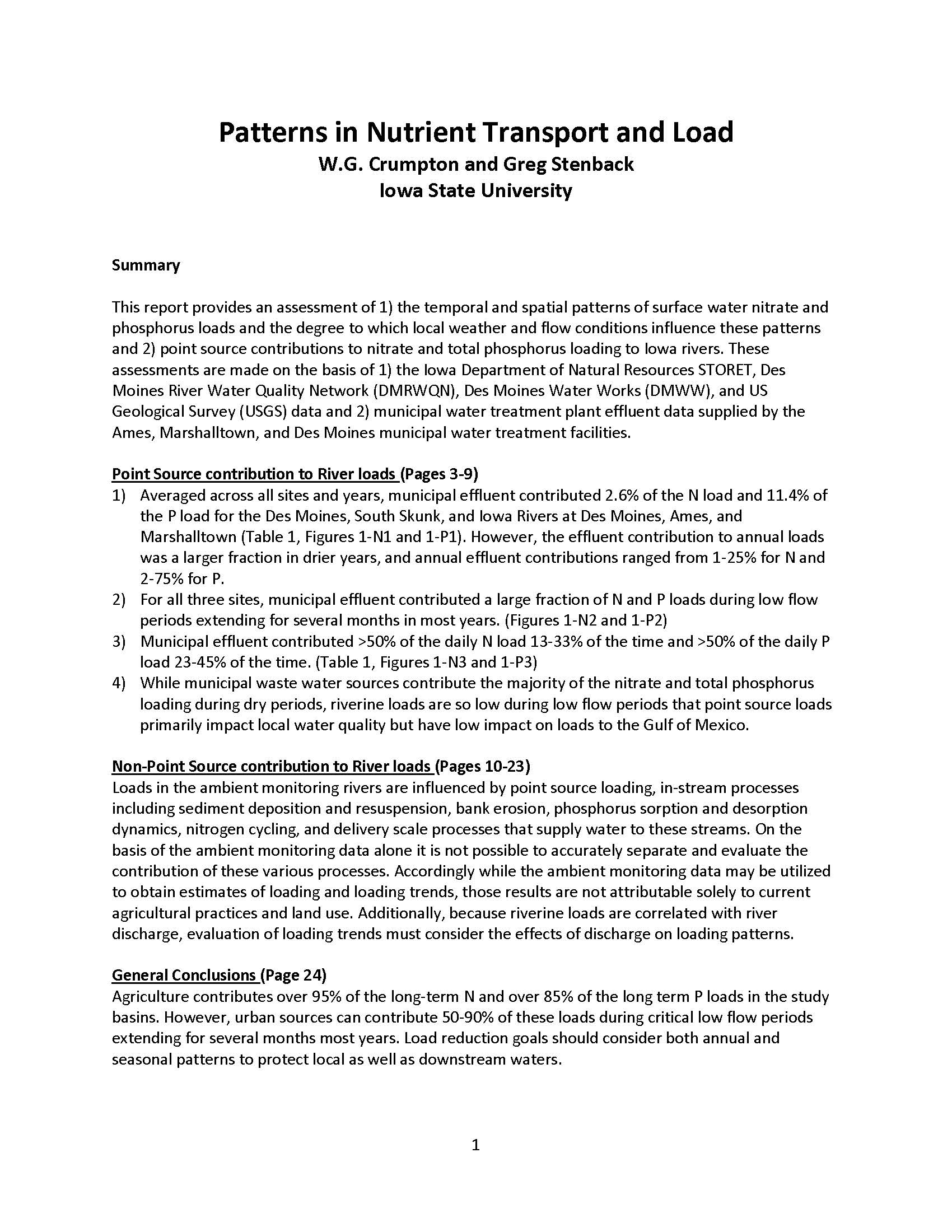 Nutrient Loading Patterns - Iowa Nutrient Research + Education Council